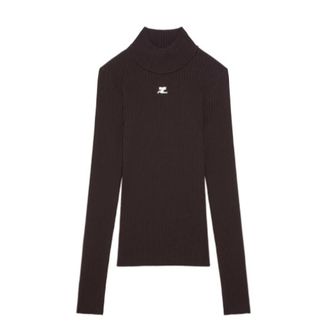 Courr&egrave;ges Mockneck Pullover - - Knitwear - Damen - Braun - L