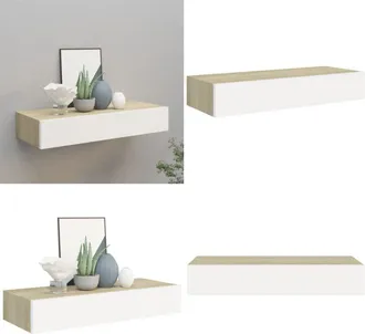 vidaXL Vidaxl - tag&egrave;re &agrave; tiroir murale ch&ecirc;ne et blanc 60x23,5x10 cm mdf - &Eacute;tag&egrave;re Murale - &Eacute;tag&egrave;re &agrave; Tiroir - Rangement Mural - Meuble D&eacute;co - Biblioth&egrave;que