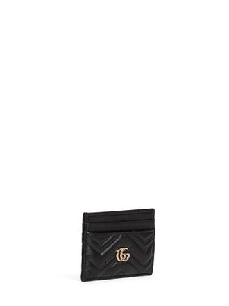 Gucci Womens Card Holder Gg Marmont Black Leather Calfskin Wallets & Purses