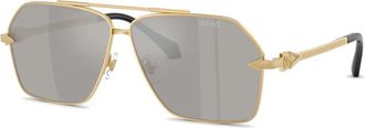 Versace Goldene Pilotenbrille mit Verspiegelten Gl&auml;sern - - Accessories - unisex - Gelb - 63 MM