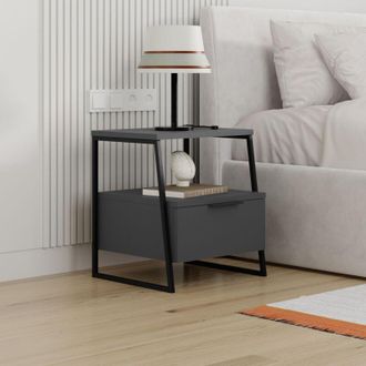 Decortie Decortie Pal Table de nuit moderne gris anthracite multi-usages