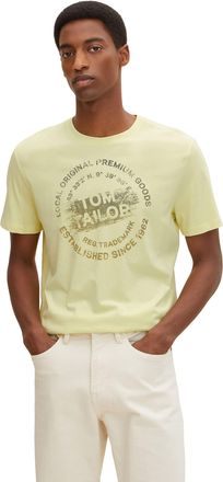 Tom Tailor Herren 1031878 T-Shirt mit Print, 18283 - Elfin Yellow, S