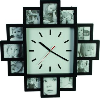 Out of the Blue 79/3015 Kunststoff-Wanduhr mit 12 Bilderrahmen