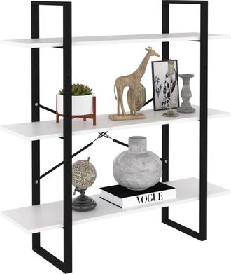 Generic B&uuml;cherregal, Standregal, Wandregal, B&uuml;rorregal, Aktenregal, Regal, Mehrzweckregal f&uuml;r Wohnzimmer, Heimb&uuml;ro, Holzwerkstoff Metall(Wei&szlig; 100x30x105cm) (1