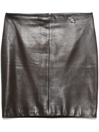 Gucci minijupe en cuir (années 2000) - Marron