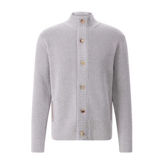 Maurizio Baldassari Woll-Strickjacke mit Stehkragen und Rei&szlig;verschluss - - Knitwear - Herren - Grau - 3XL