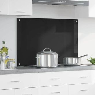 vidaXL K&uuml;chenr&uuml;ckwand Schwarz 90 x 60 cm Geh&auml;rtetes Glas vidaXL