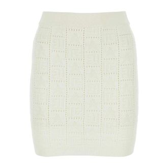 Balmain Femme, Jupes, Blanc, Taille: 38 FR Minijupe Monogramme en Maille Pointelle