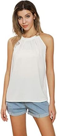 Grace Karin Débardeur Femme Col Rond Encolure en Licou Ete Sexy Épaule Nue sans Manches Top Camisole Chic Hauts Anne 50 Ivoire XL