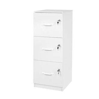 Relaxdays Aktenschrank H&auml;ngeregister, 3 abschlie&szlig;bare Schubladen, HxBxT: 103 x 40 x 40 cm, H&auml;ngeregisterschrank, wei&szlig;