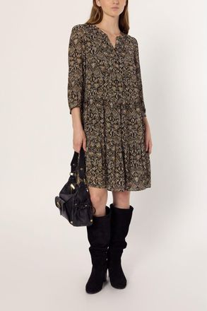 Gerard Darel Robe courte &agrave; imprim&eacute; ethnique - LYNE - Kaki moyen
