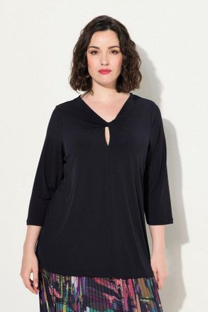 Ulla Popken T-Shirt Shirt drapierter Ausschnitt Classic 3/4-Arm