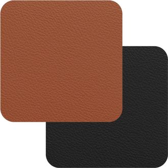 FreeForm Fleximats Untersetzer 4er Set, 10x10 cm, Cognac/Schwarz, Elegante Schutzuntersetzer aus Kunstleder für Tische, Dekorative Tischuntersetzer für Gläser 