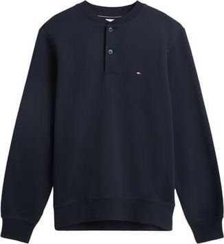 Tommy Hilfiger Sweat droit col rond boutonn&eacute; en coton m&eacute;lang&eacute;