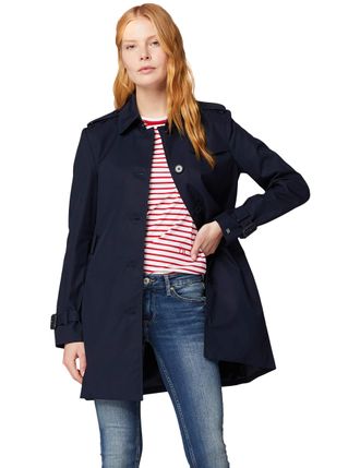 Tommy Hilfiger Damen Jacke Heritage Single Breasted Trench &Uuml;bergangsjacke, Blau (Midnight), XL