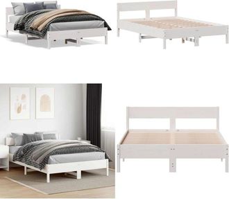 vidaXL Massivholzbett ohne Matratze Weiß 160x200 Kiefernholz - Holzbett - Kiefernholzbett - Doppelbett - Weißes Bett - Boxspringbetten - Home & Living