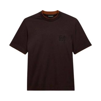 Emporio Armani T-Shirt mit gepr&auml;gtem Adler-Logo - - Tops - Herren - Braun - S