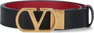 Valentino Garavani G&uuml;rtel - Vlogo Signature Reversible Belt - Black/Red - Gr. 80 - in Beige - f&uuml;r Damen