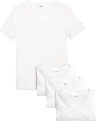 Izod Maillots de corps pour homme - T-shirts doux et respirants à col en V (lot de 4), Tout en blanc, Taille S