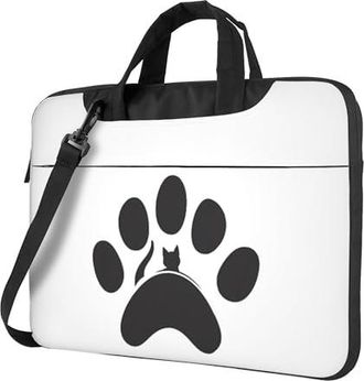 Generic Sac de protection pour ordinateur portable de 15,6 avec bandouli&egrave;re - Motif empreintes de pattes de chien - Pour homme et femme, multicolore, 15.6 inc