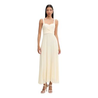 Patrizia Pepe Robe longue pliss&eacute;e en cr&ecirc;pe - Femme - Robes - Beige - Taille: 40 FR