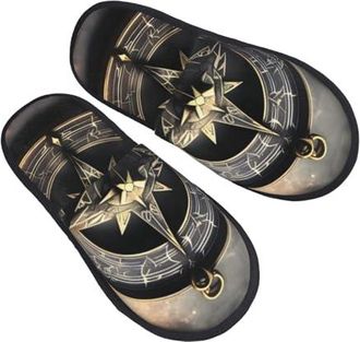 Generic Chaussons Boussole Imprimée Avec Runes Nordiques Au Design Magique Anti Odeur Pantoufles Antidérapantes Slippers Pour Hiver DIntérieur Voyage L