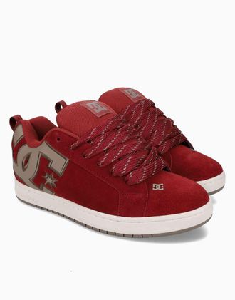 DC Court Graffik - Leder-Sneaker in Ziegelrot/warmes Taupe-Mehrfarbig