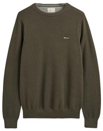 GANT Col en C en Coton Classique Sweater, Juniper Green, XXL Homme