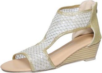 Generico Sandales de sport pour femme d&eacute;t&eacute; Sandales &eacute;l&eacute;gantes pour femme Sandales confortables pour femme Sandales d&eacute;t&eacute;, Nouveau style 4 or, 42 EU