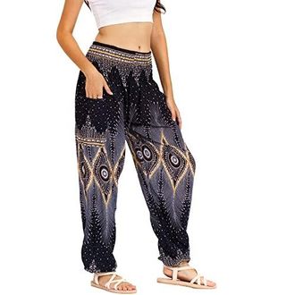Lofbaz Femmes Diamant Yoga Aladdin Génie Bohémien Harem Pantalon Noir S