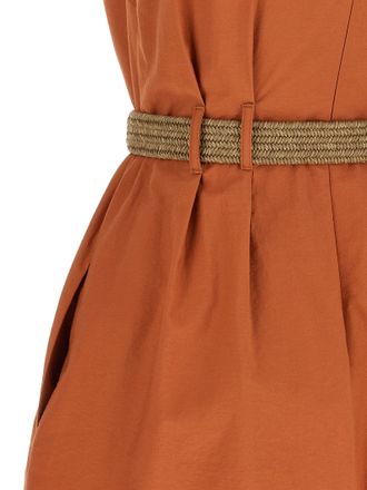 Brunello Cucinelli Techno Cotton with Rope Belt Dress - Orange