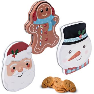 Com-Four 3x Keksdose, Blechdose für Weihnachtskekse, weihnachtliche Vorratsdose mit Deckel, Aufbewahrungsbox für Cookies, Süßigkeiten und Geschenke [Auswahl va