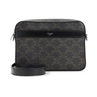 Celine Kleine Messenger Bag aus Triomphe Canvas und Kalbsleder - - Bags - Damen - Schwarzk - ONE SIZE
