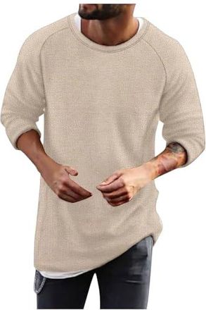 Generic Rrongwn Sweat-shirt dhiver en tricot chaud pour homme - Pull &agrave; manches longues - L&eacute;ger - Mode - T-shirt &agrave; manches longues - Maillot de corps thermique