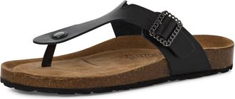 Marco Tozzi Damen Zehentrenner aus Leder mit Schließe, Schwarz (Black), 41 EU