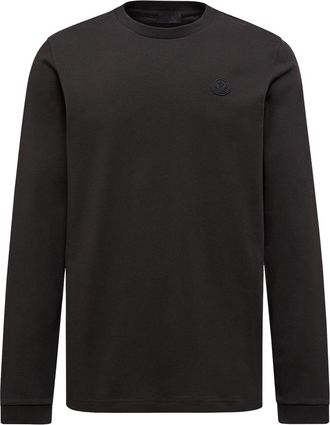 Moncler Moncler T-shirt &Agrave; Manches Longues En Coton &Agrave; Logo Graphique, Homme, Noir, Taille: Xxl