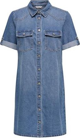 Only Onllisa S/S DNM Dress Gua Robe, Denim Bleu médium, XL Femmes