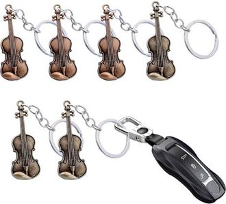 Generic Lot de 6 petits porte-cl&eacute;s violon en alliage pour sac &agrave; main, cl&eacute; de voiture, sac &agrave; dos, pendentif vintage, accessoires de mode cr&eacute;atifs pour sac port