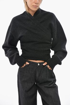 Balenciaga Einfarbiger Wollpullover Mit &Uuml;berkreuztem Design Balenciaga