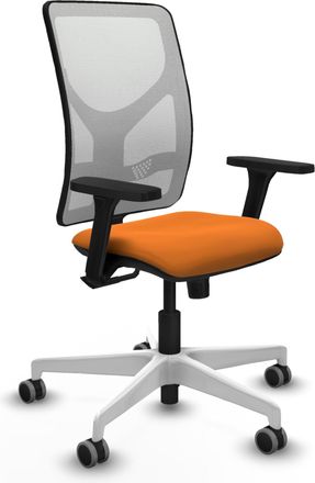 Piqueras y Crespo B&uuml;rostuhl mit Rollen mit 3D-Armlehnen, h&ouml;henverstellbare Lendenwirbelst&uuml;tze, ausgestattet mit 3 Positionen und Schneideschaum, Wei&szlig;/Orange