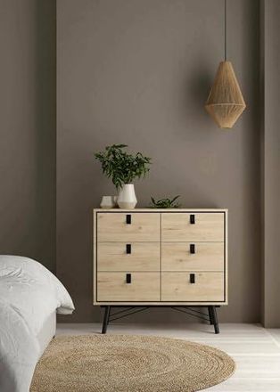 Dmora Kommode Aurelie, Wohnzimmerbuffet, Wohnzimmer-Sideboard, Moderne K&uuml;chen-Speisekammer, 102x40 h95 cm, Eiche