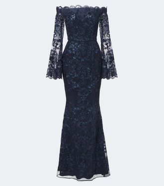 Elie Saab Off-Shoulde-Robe aus Spitze mit Pailletten