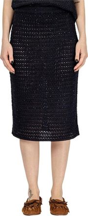 Fabiana Filippi Femme, Jupes, Bleu, Taille: 40 FR Jupe Crayon Bleue à Rayures avec Paillettes