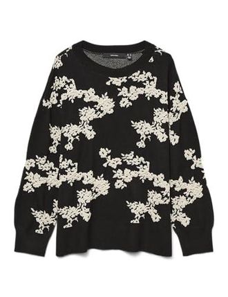 Vero Moda O-Neck Pullover Vmnancy Ls Pull Long &agrave; col Rond Boo Rep, Noir, XS Femme