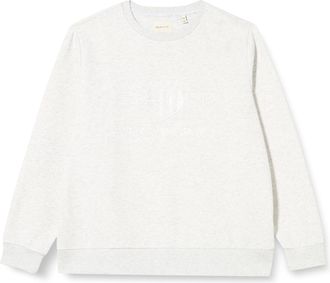 GANT Damen REG Tonal Shield C-Neck Sweat Sweatshirt, Pale Grey Melange, 38