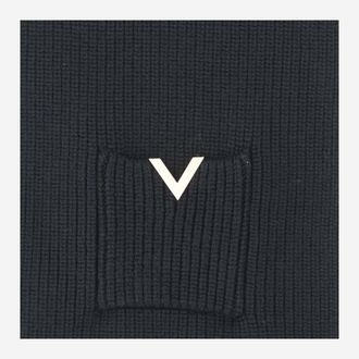 Valentino Garavani Womens Wool Scarf Black Scarfs