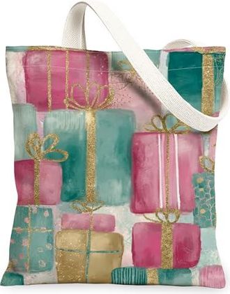 Generic Sacs fourre-tout en toile pour cadeaux de No&euml;l, sacs r&eacute;utilisables, l&eacute;gers et lavables avec bandouli&egrave;re pour Tra, p&ecirc;che, 13x15 Inch