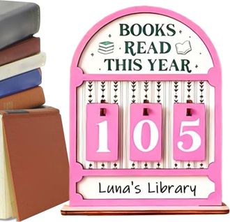 Generic Books Read This Year Counter, Book Counter Sign for Reading Goal Display, Reading-Tracker Sign for Home Library Decoration, Book Suncatcher Bookshelf 