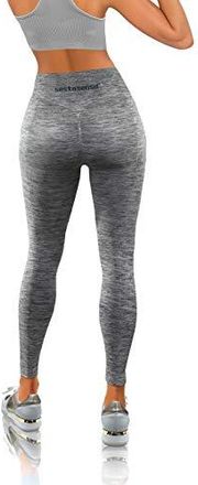 Sesto Senso Femme Legging de Sport Taille Haute Fitness Yoga Pilates Gym Push Up 1828 Melange Black S/M