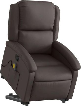 vidaXL Vidaxl - Massagesessel mit Aufstehhilfe Dunkelbraun Echtleder